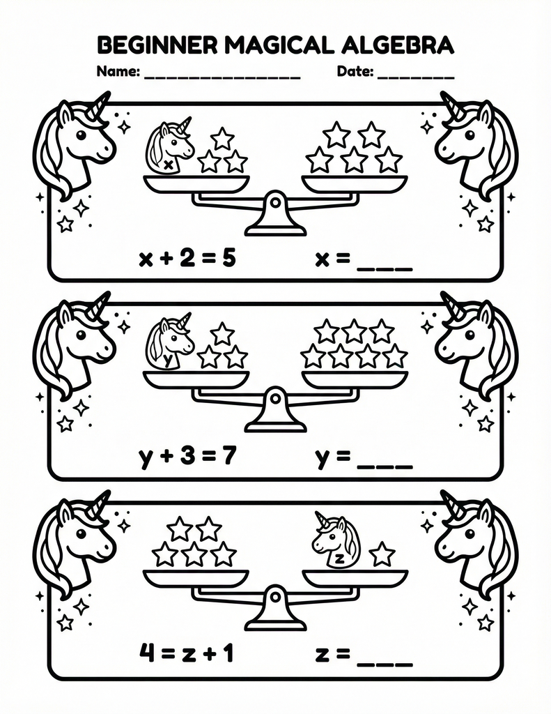 Algebra | Free Printable Worksheets | Funboxie