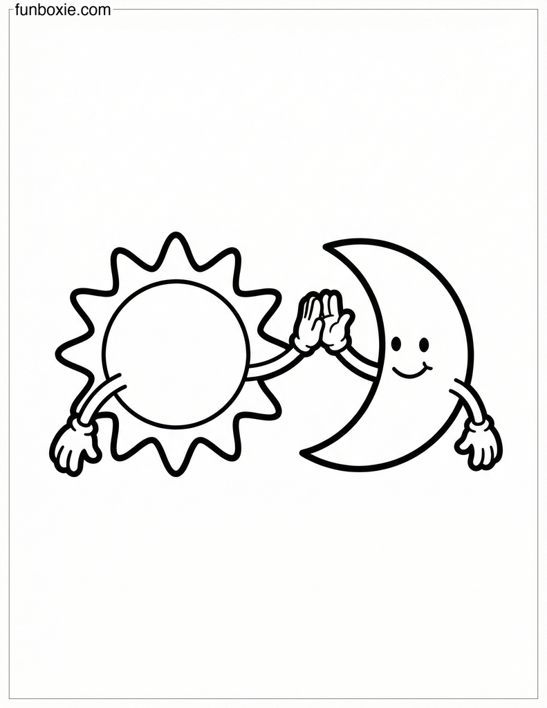 Sun, Moon & Stars | Free Printable Coloring Pages | Funboxie